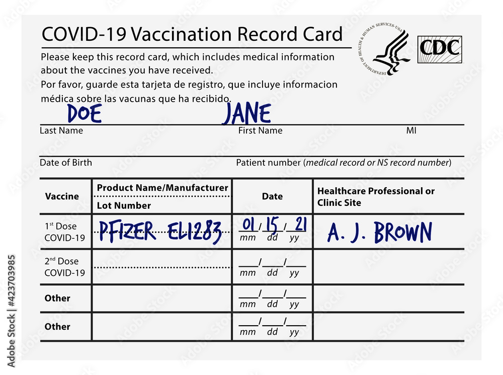 Los Angeles, CA, USA - 03 03 2021: COVID-19 Vaccination Record card ...