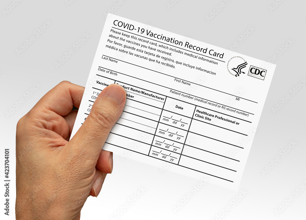 Los Angeles, CA, USA - 03 03 2021: COVID-19 Vaccination Record card ...