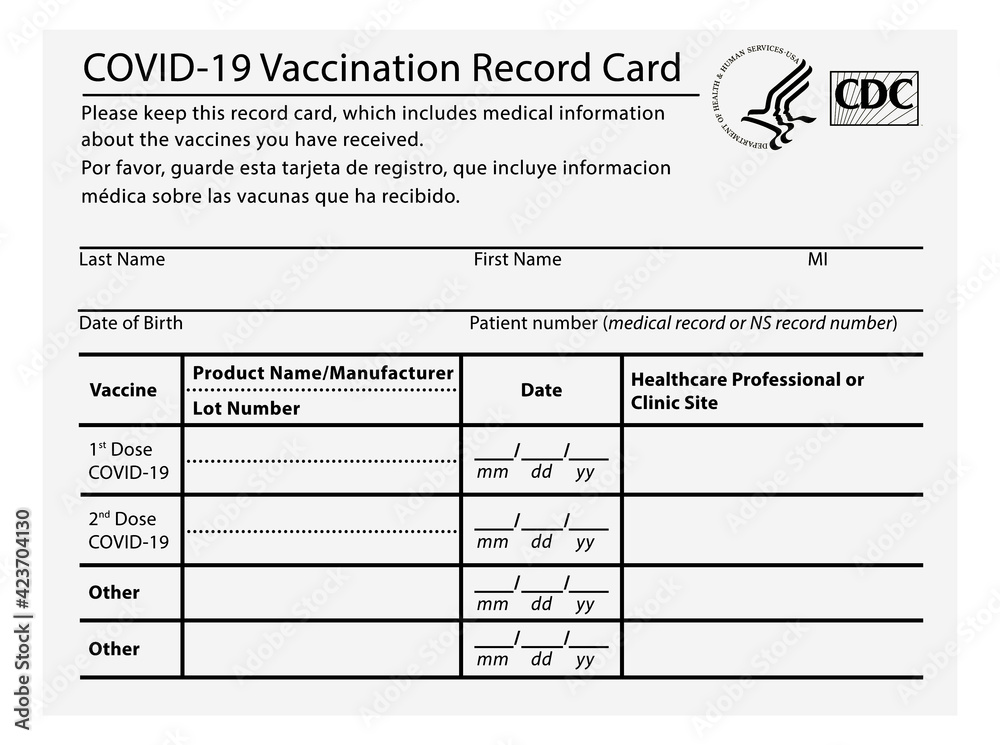 Los Angeles, CA, USA - 03 03 2021: COVID-19 Vaccination Record card ...