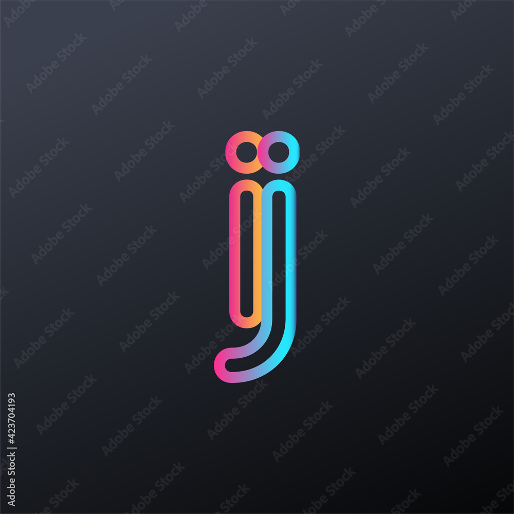 initial logo IJ lowercase letter, colorful blue, orange and pink ...