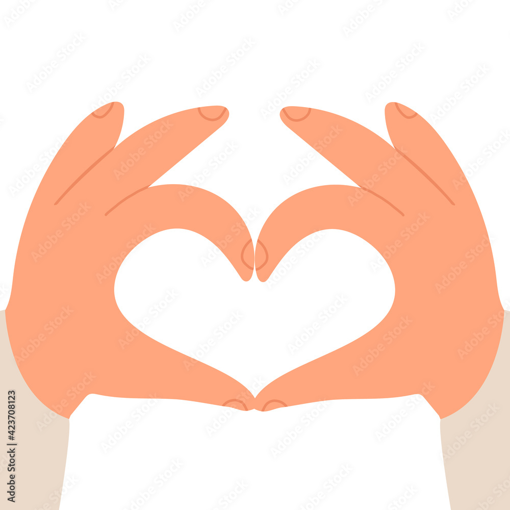 Two hands show heart sign, love symbol. Tolerance, humanization concept ...