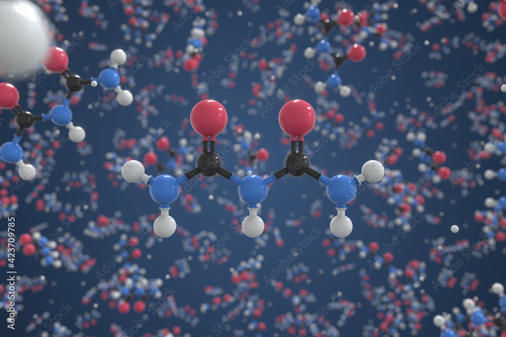 ภาพประกอบสต็อก Molecule of biuret, ball-and-stick molecular model ...