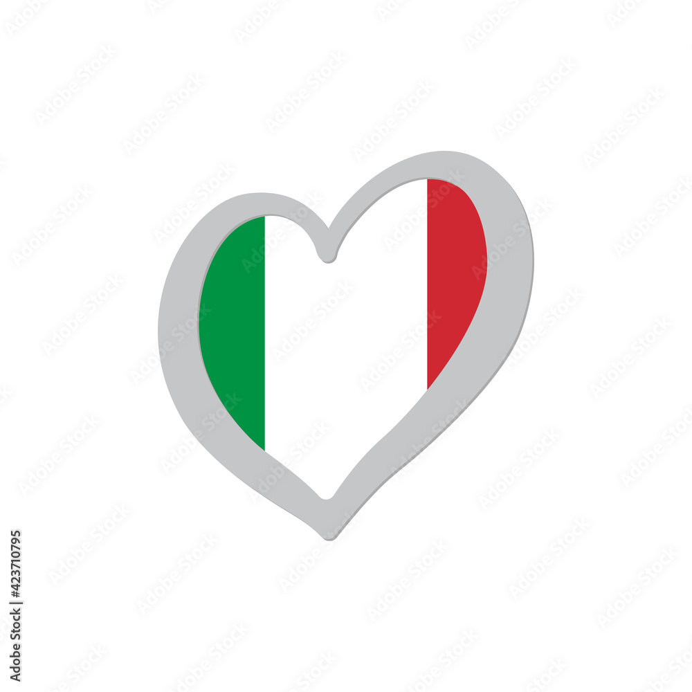 Italy flag inside of heart shape icon vector. Eurovision song contest ...