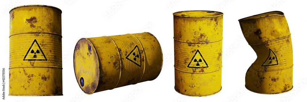 radioactive waste in barrels, isolated on white background Stock ...