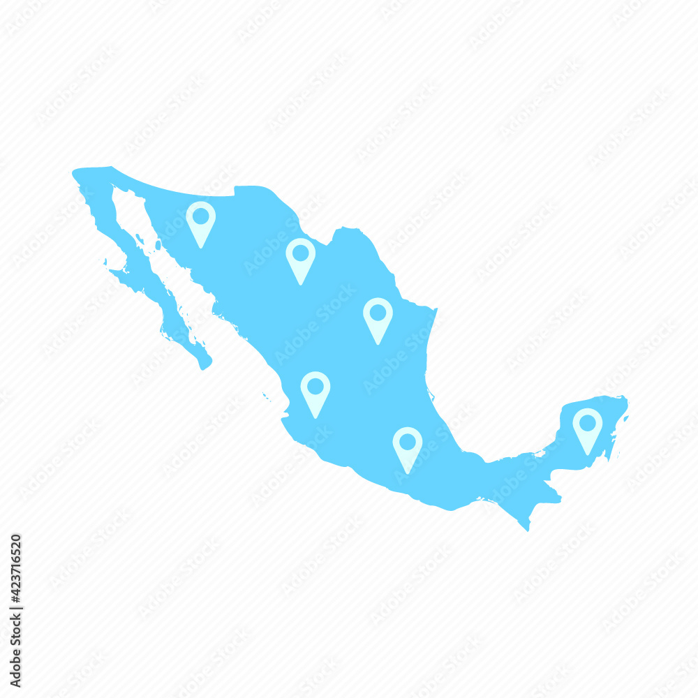 Mexico Map With Map Icons Stock Vector | Adobe Stock