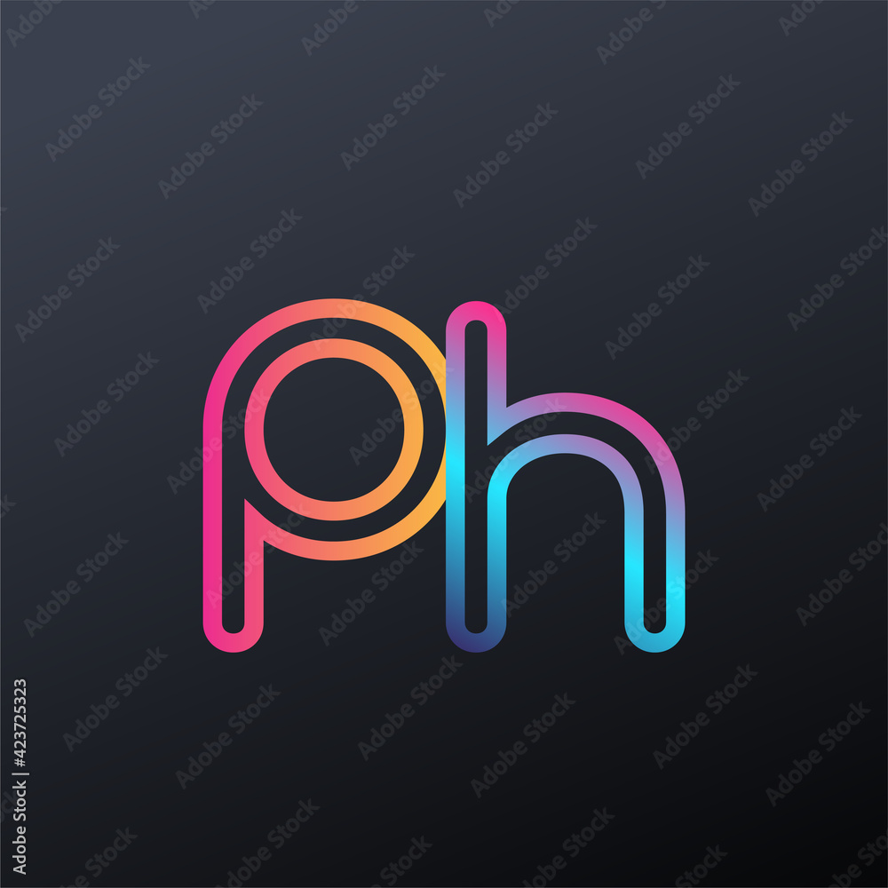 initial logo PH lowercase letter, colorful blue, orange and pink ...