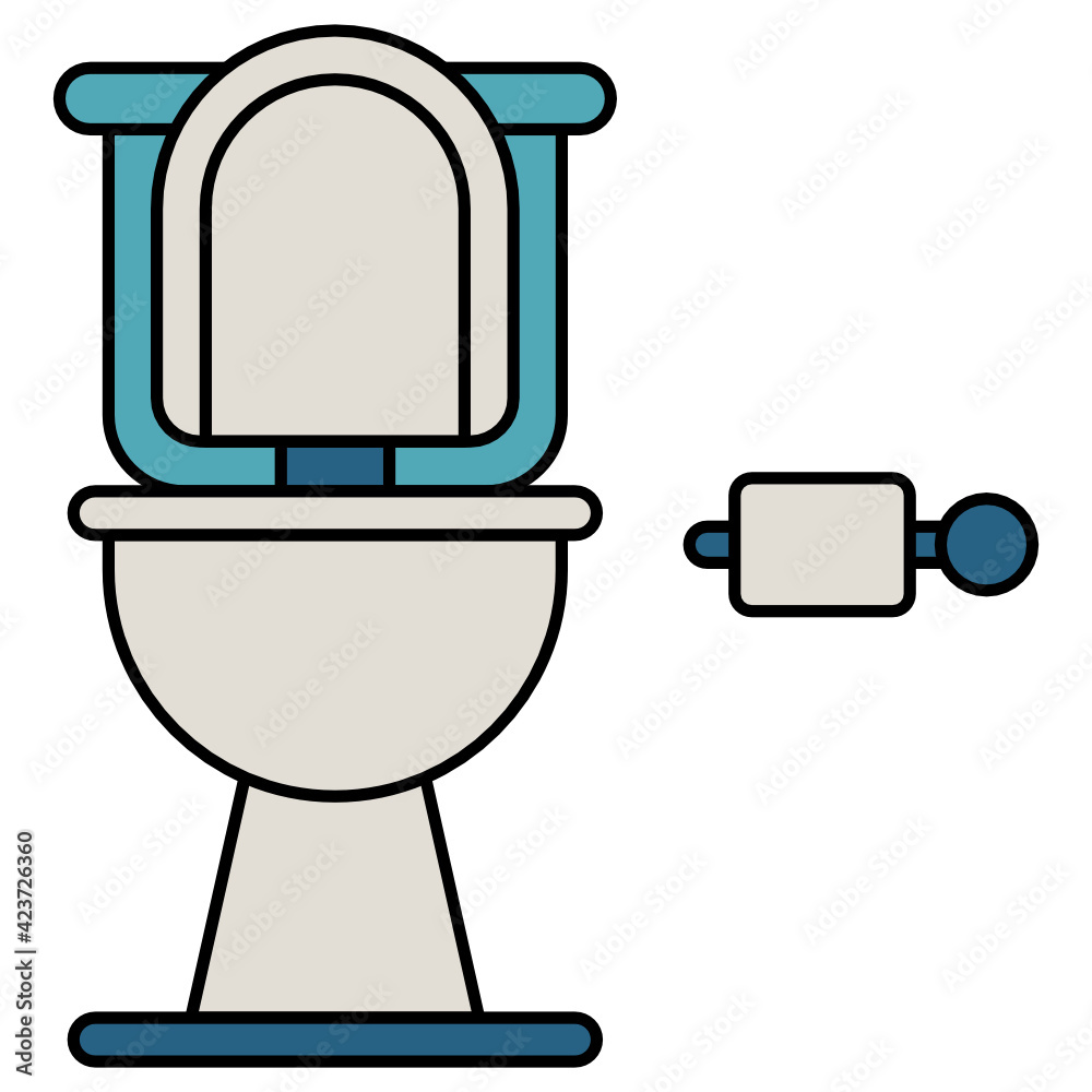 Shiny Wall Mounted Commode Seat with Tissue Roll Concept, Bathroom ...