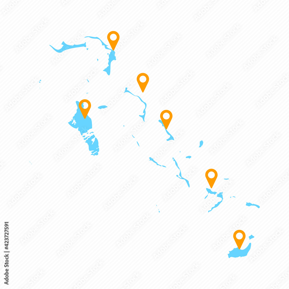 Bahamas Simple Map With Map Icons Stock Vector | Adobe Stock