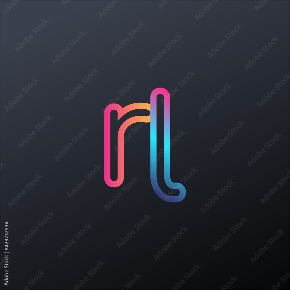 initial logo RL lowercase letter, colorful blue, orange and pink ...