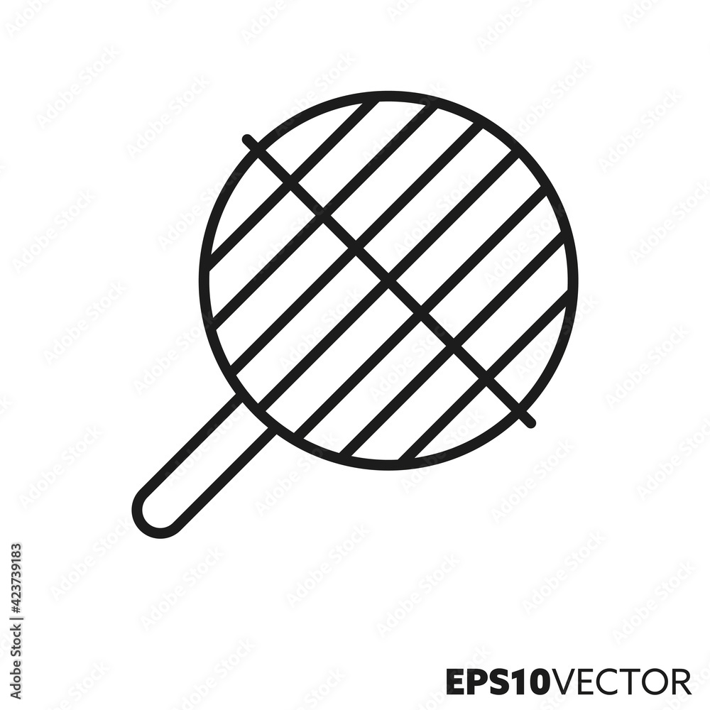 Round grill grate line icon. Outline symbol of BBQ and grilling ...