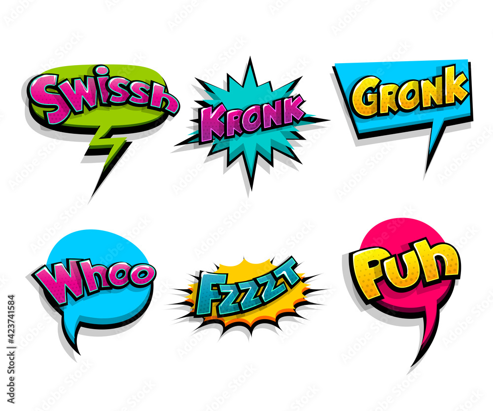 Lettering . Comic text logo sound effects. Vector bubble icon speech ...