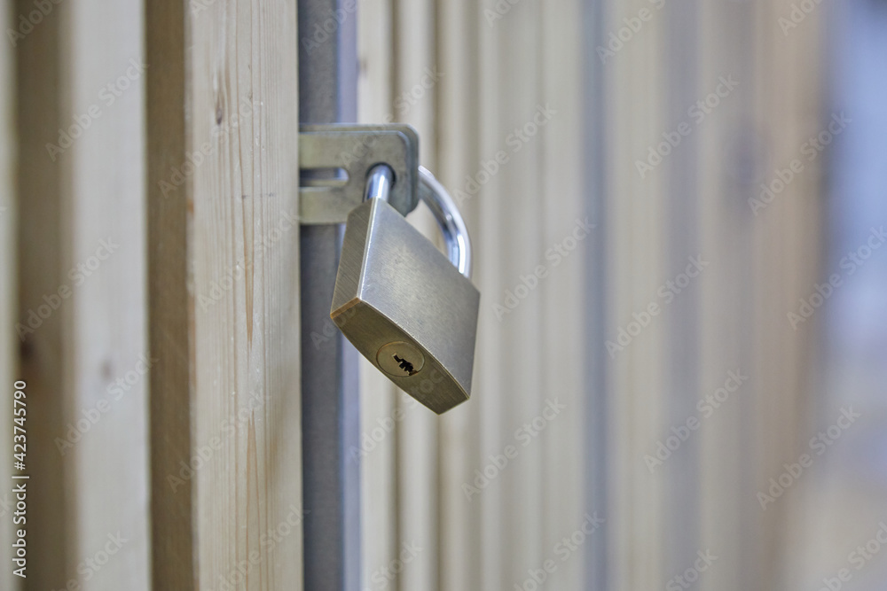 Padlock on cellar door. Secure your basement compartment with a lock ...