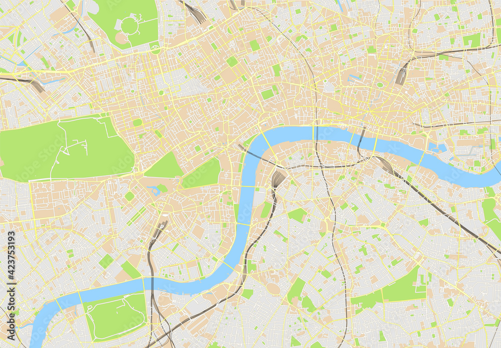 Urban city map of London, England Stock Vector | Adobe Stock
