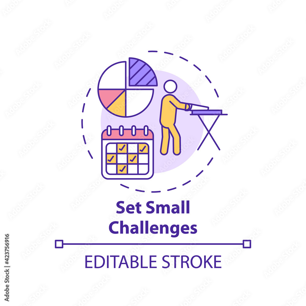 Set small challenges concept icon. Personal achievement. Productivity ...