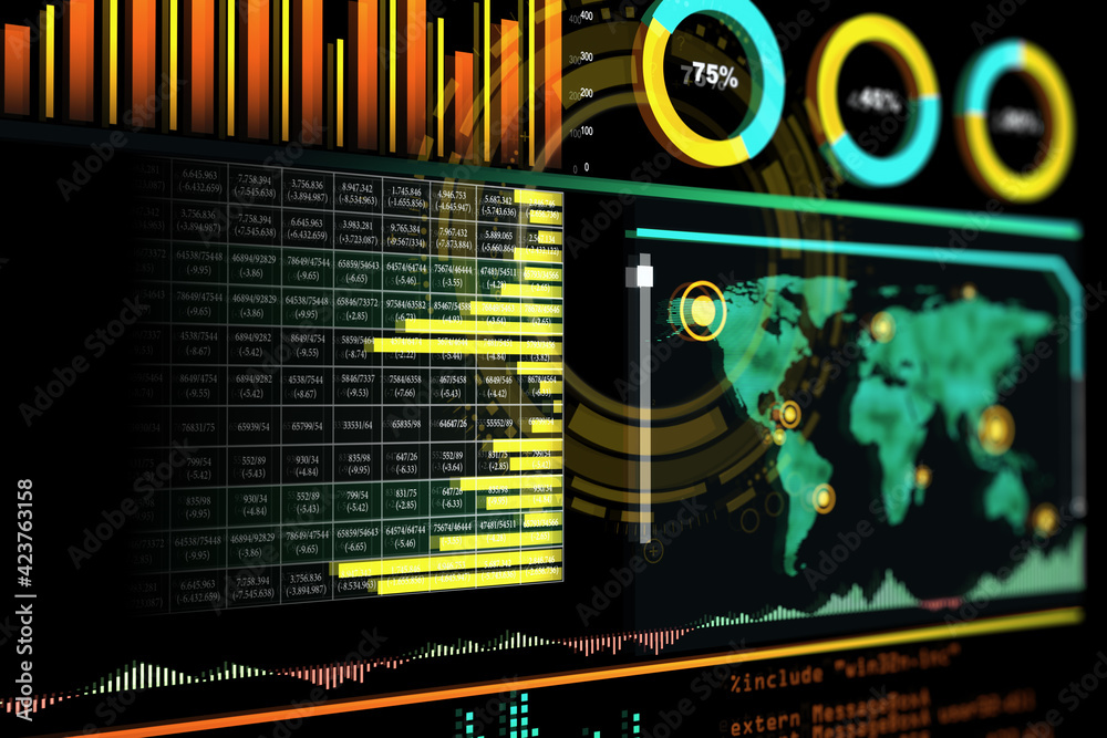 Data and stats concept with digital spreadsheet with statistics ...