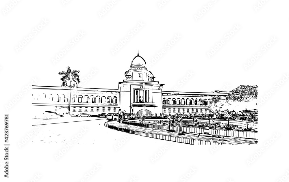 Building view with landmark of aka is the capital city of Bangladesh ...