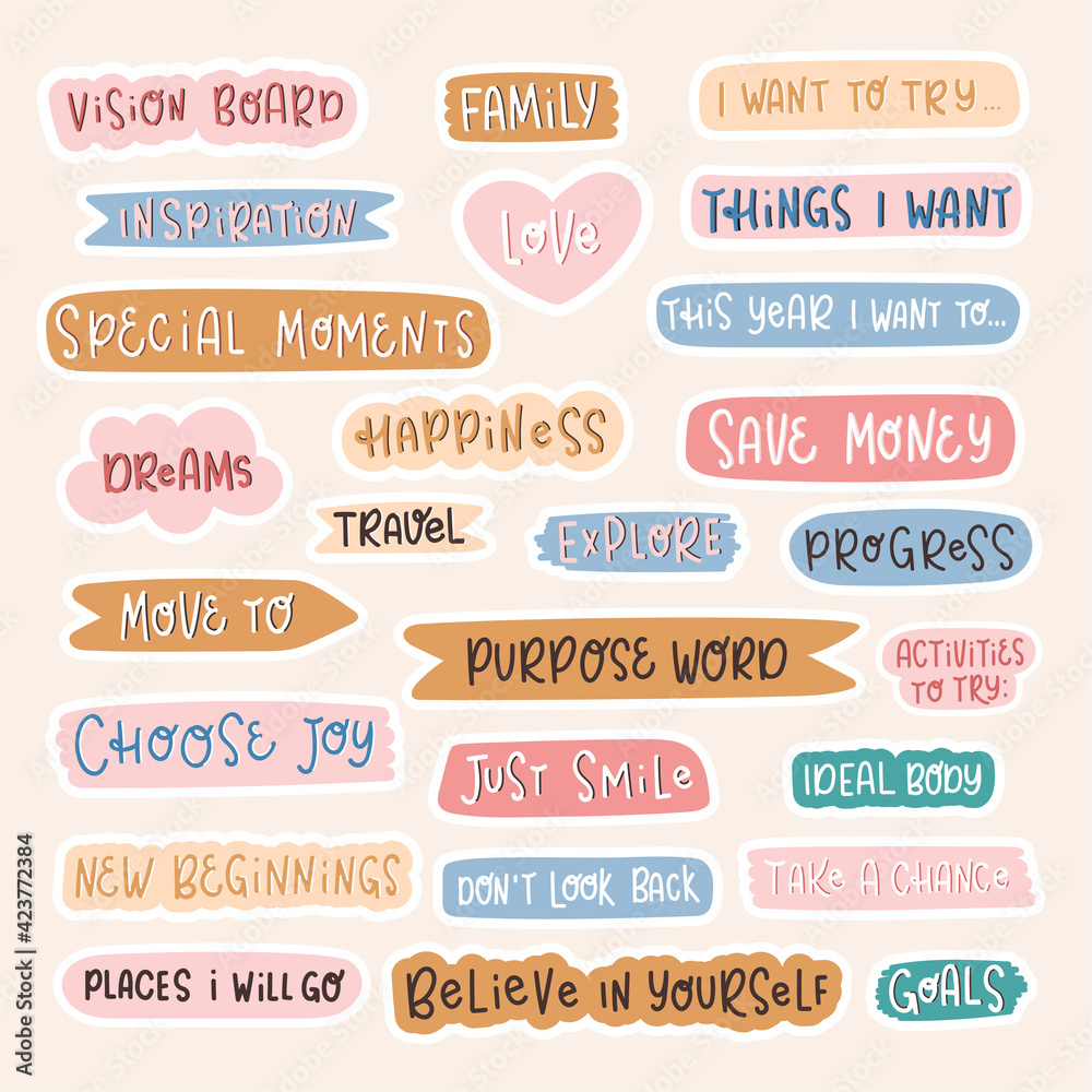 Set Of Quotes For Vision Board Vector Illustration Stock Vector Set Of Quotes For Vision Board Vector Illustration Stock Vector