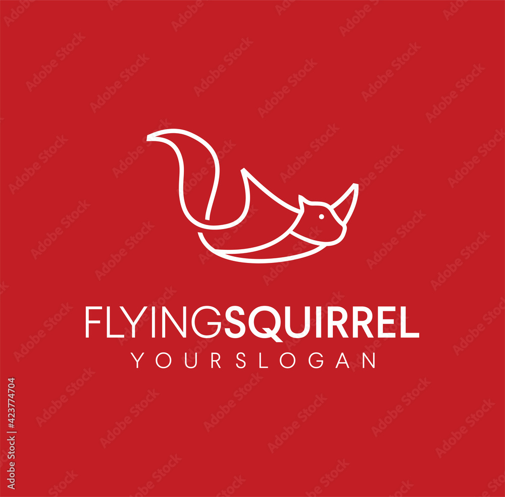Simple Minimalist Unique Flying Squirrel Logo line art design Vector ...