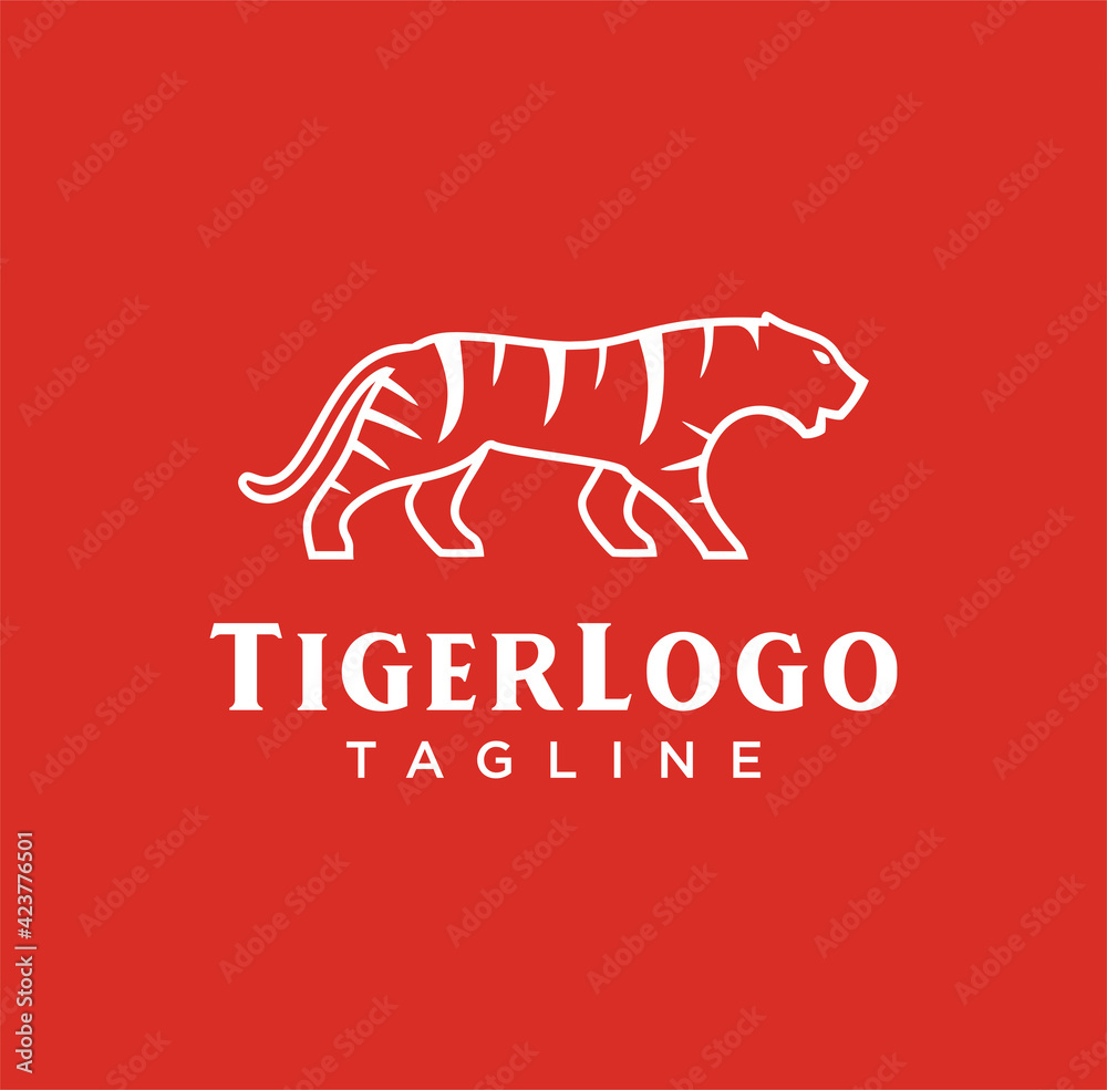 Tiger logo Line Art Flat Style. emblem template mascot symbol Design ...