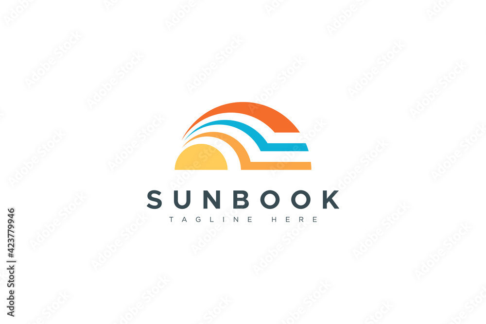 Abstract Sun and Book Logo. Colorful Geometric Shapes Sun Symbol with ...