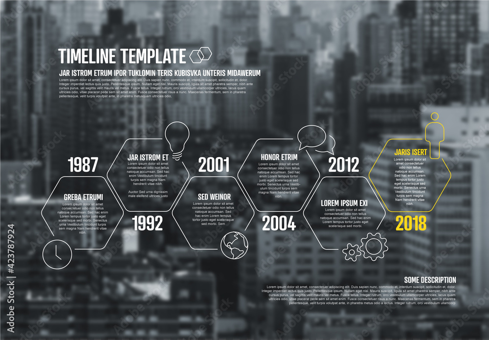 Infographic Timeline Layout with Background Photo Stock Template ...