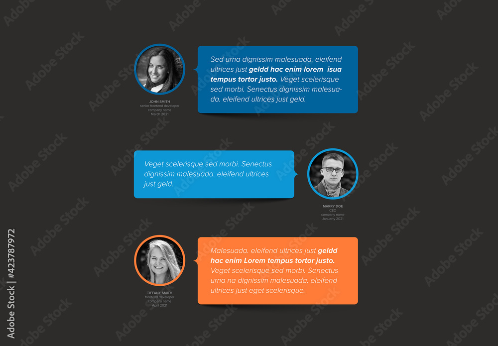 Testimonials Review Section Layout Stock Template | Adobe Stock