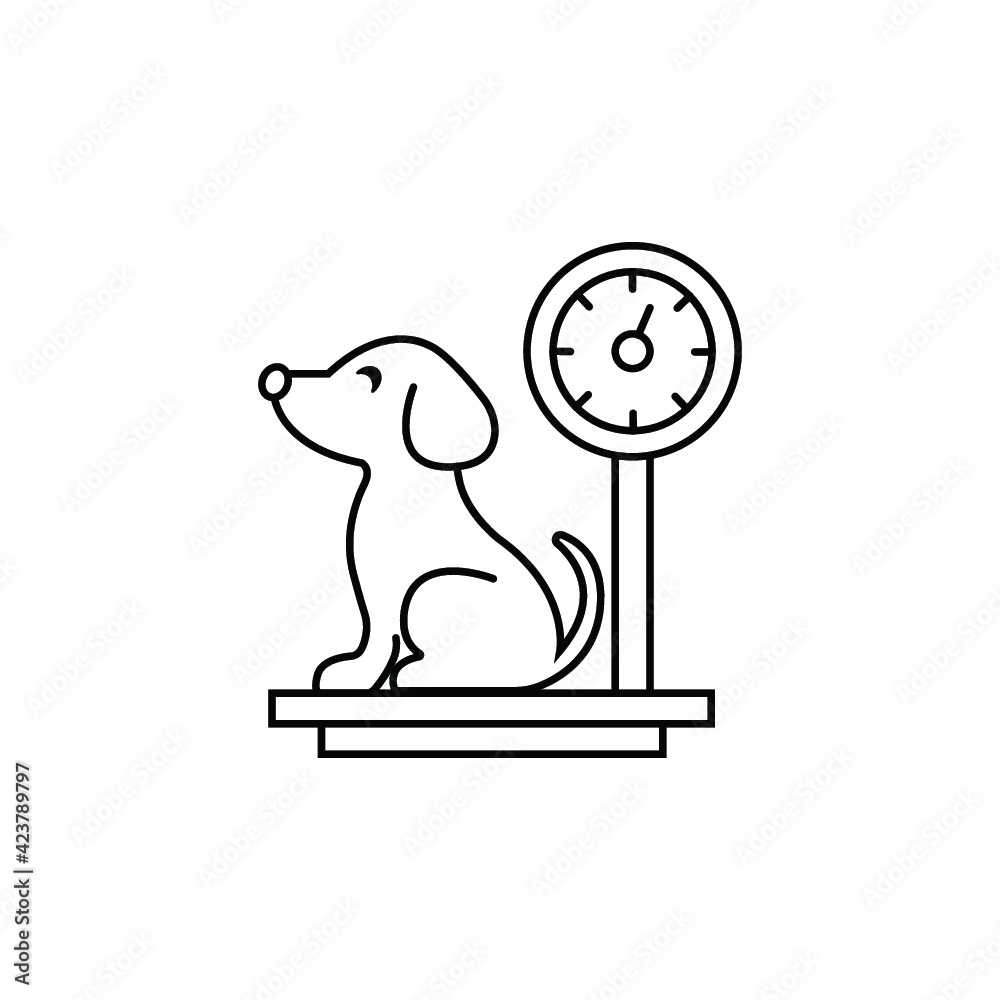 scale, dog icon. Simple thin line, outline illustration line of Petshop ...