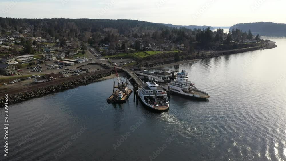 Cinematic drone aerial footage of Steilacoom with the Anderson Island ...