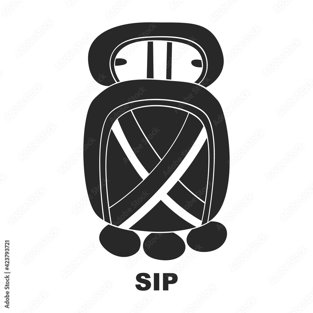 Vector icon with Glyph from Maya Haab calendar. Calendar month symbol ...