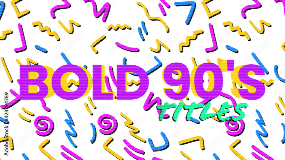 Bold 90's 3D Text Titles Stock Template | Adobe Stock