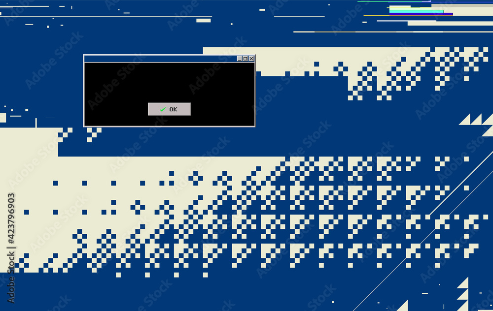 Computer desktop windows glitch and error, digital dither illustration ...