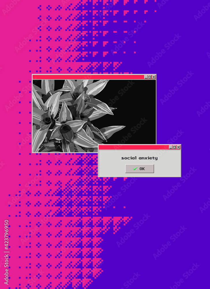 Computer desktop windows glitch elements and vintage OS frame with ...