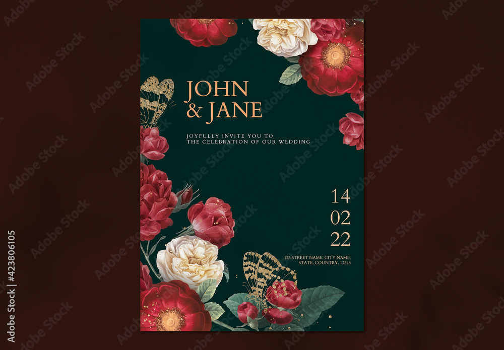 Editable Wedding Invitation Card Layout Stock Template | Adobe Stock