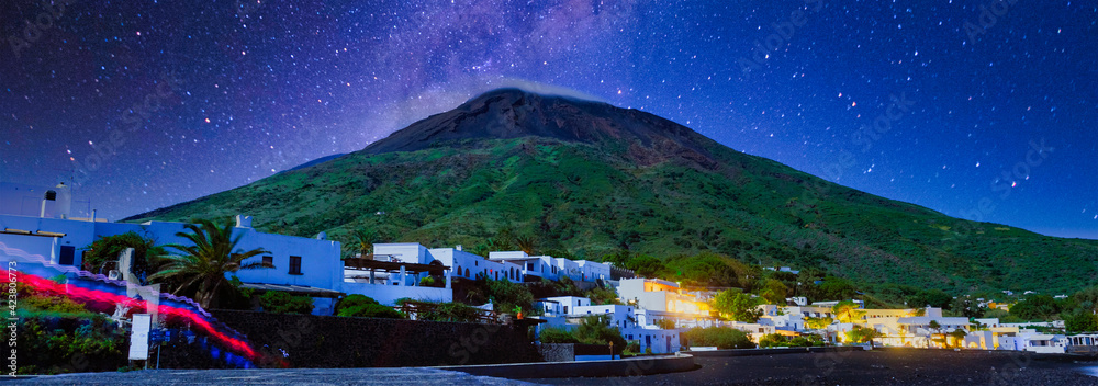 Stromboli Night Stock Photo | Adobe Stock