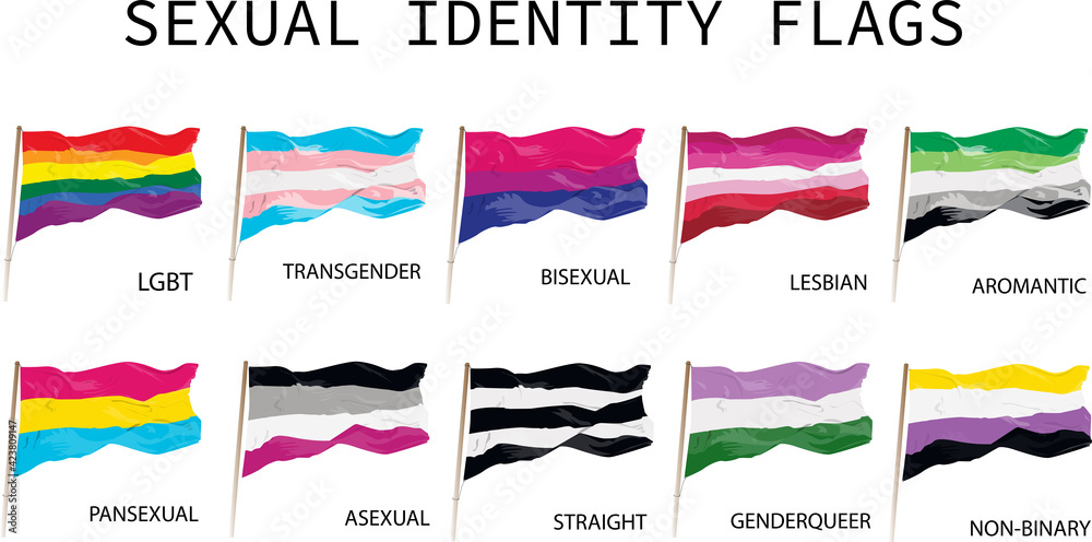 Lgbt Pride Month In June Sexual Identity Pride Flags Set Lgbt Symbols Vector Illustration