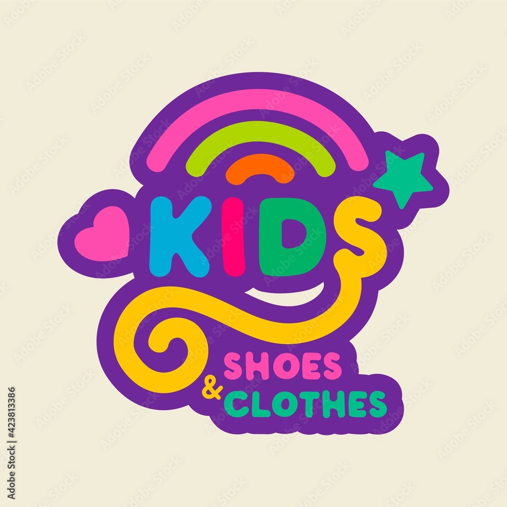 Amusing Lettering Kids shoes and clothes shop logo,children store ...