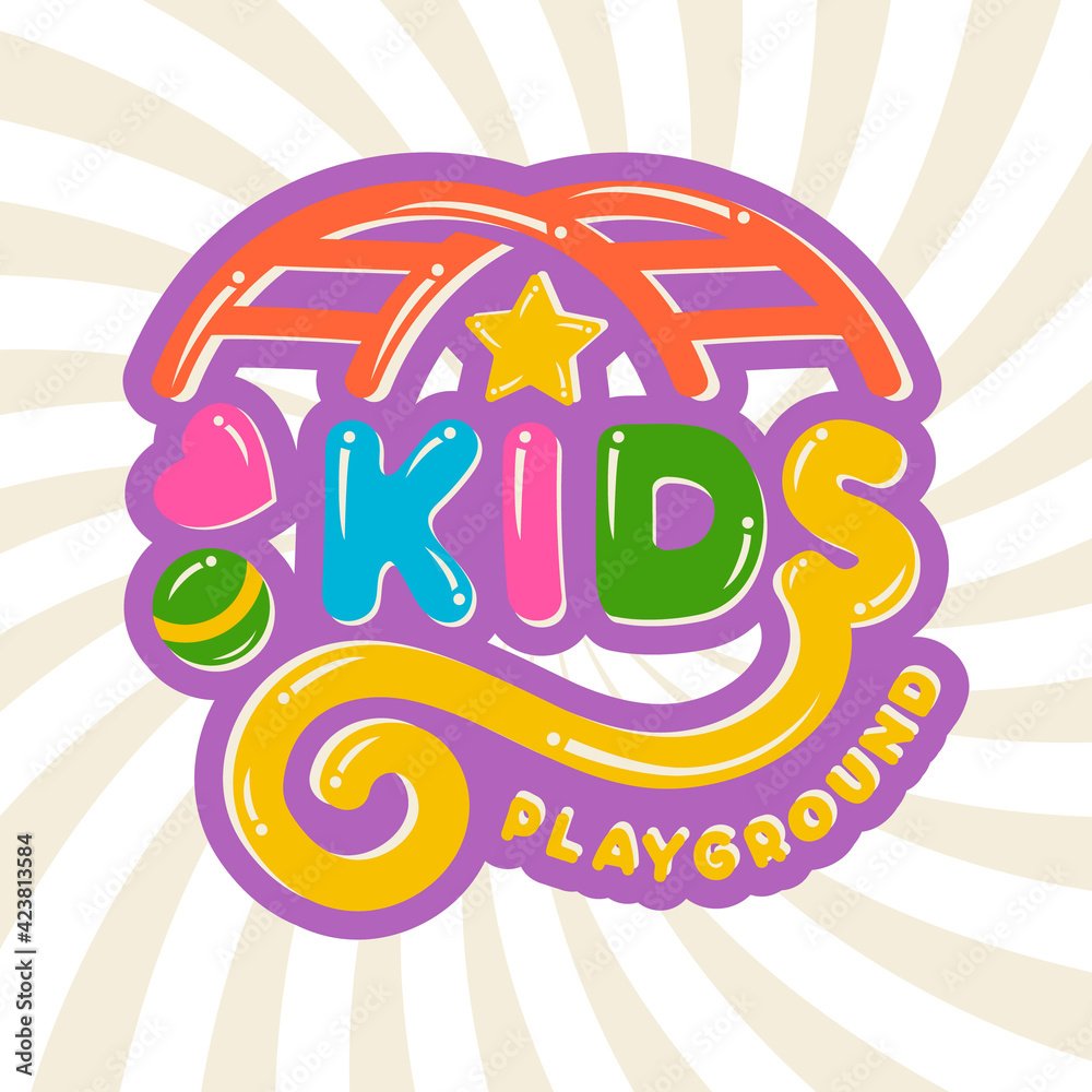 Amusing Lettering kids playground zone,sign baby room,children colorful ...