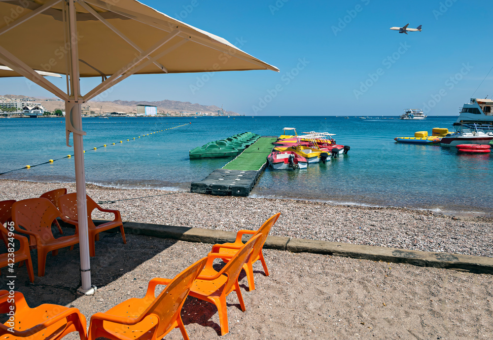 Floating footpath and pier and resting island for water sport ...