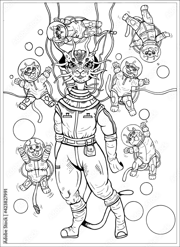 Cartoon cosmic characters, cute extraterrestrial animal and creature ...