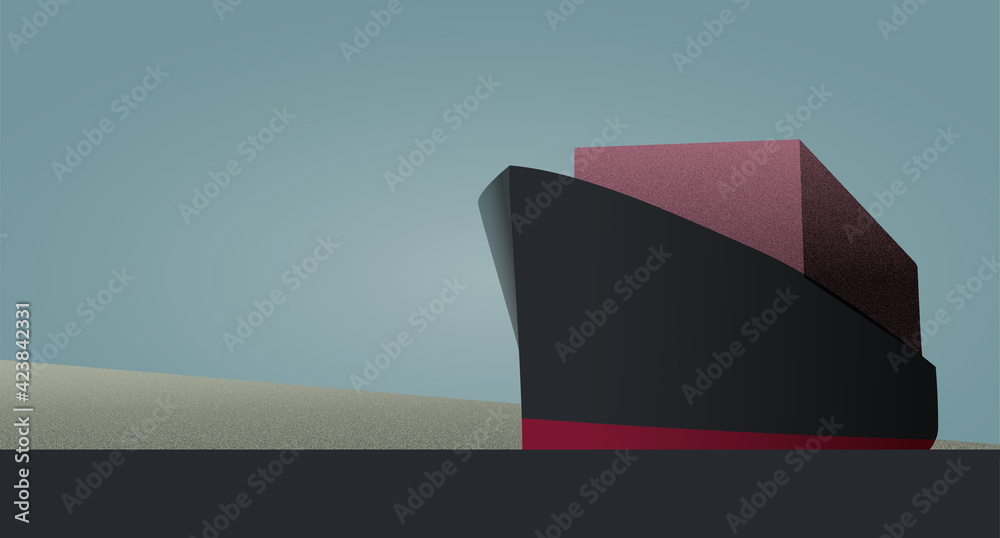 Maritime traffic jam. Container cargo ship run aground and stuck in ...