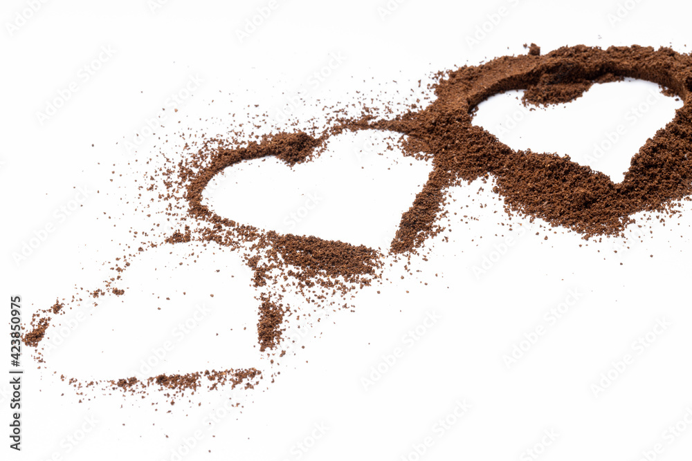 ground coffee powder isolated on white background. caffeine addiction ...