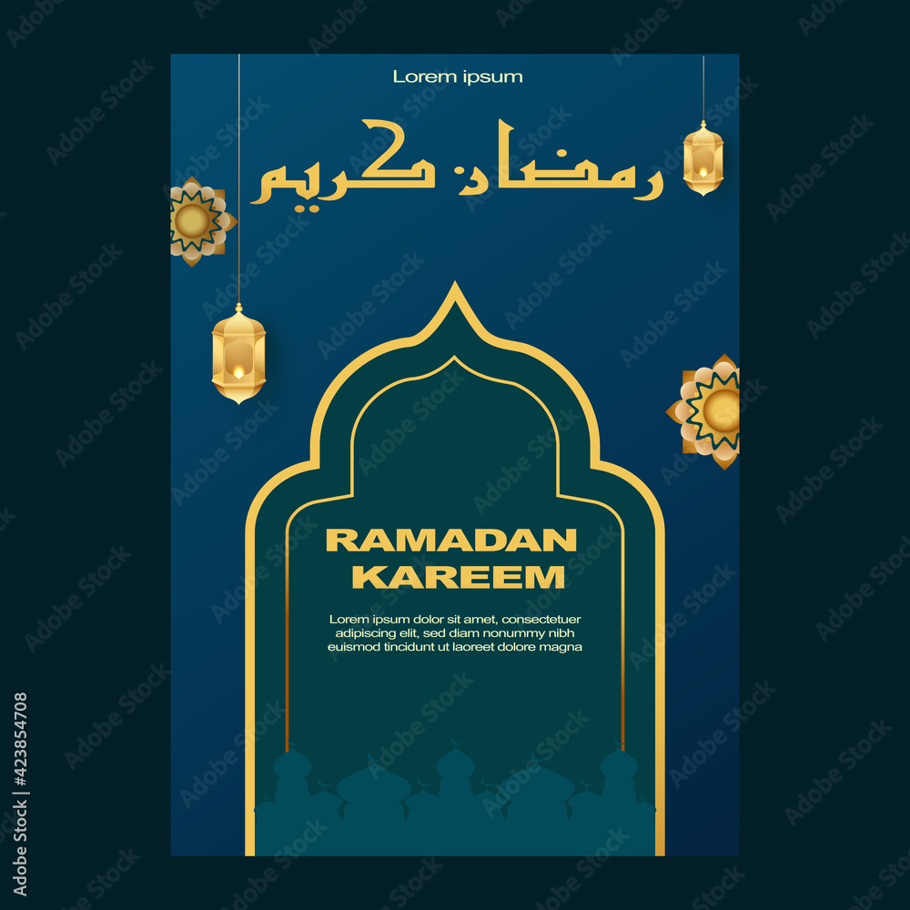 Ramadan event poster template in gold color and Arabic calligraphy ...