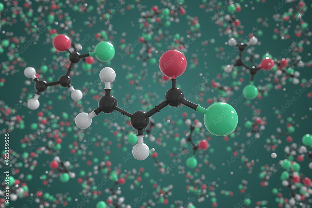 Molecule of acryloyl chloride, ball-and-stick molecular model. Science ...