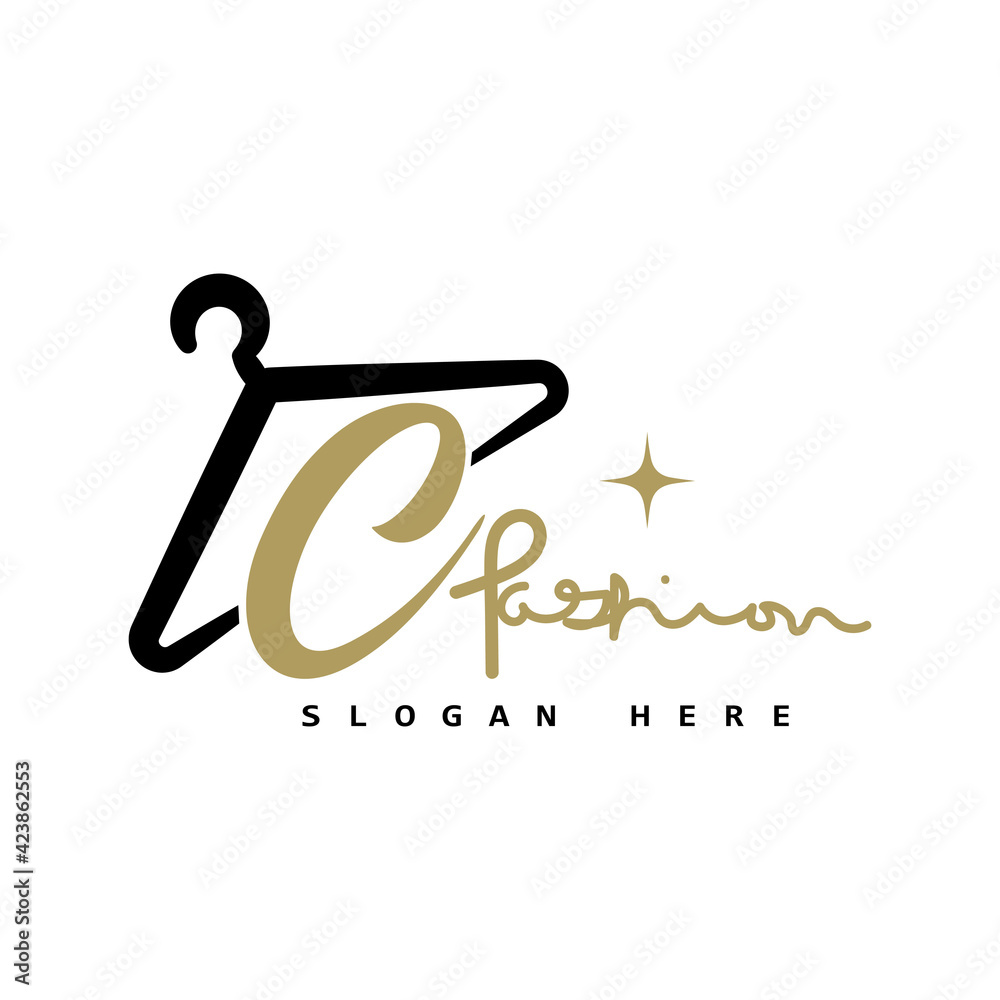 illustration of minimalist botique logo design . the elegant hanger ...