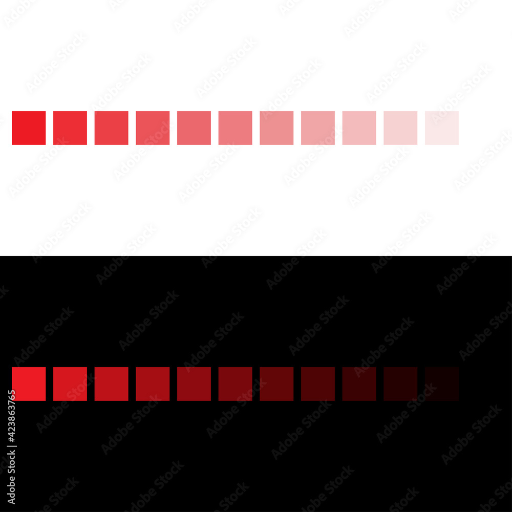 Red color palette fading into transparency. Red color spectrum Stock ...