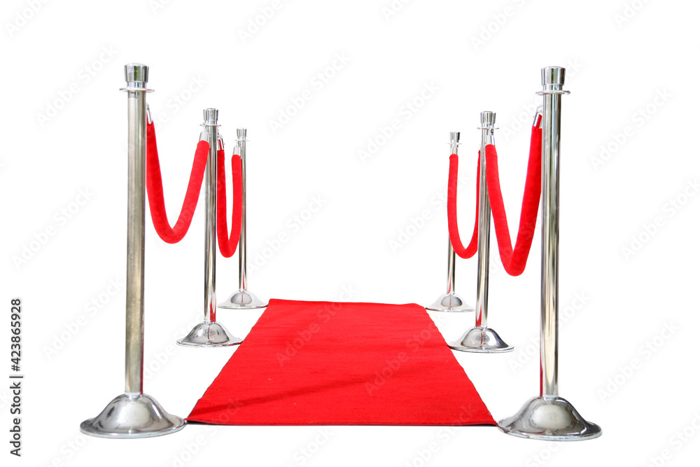Genuine Hollywood Red Carpet with Red Velvet Ropes and Silver ...