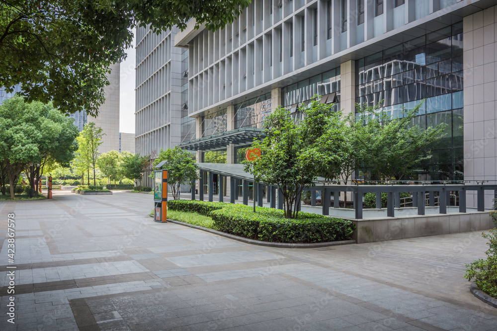 modern buildings and empty pavement in china Stock Photo | Adobe Stock