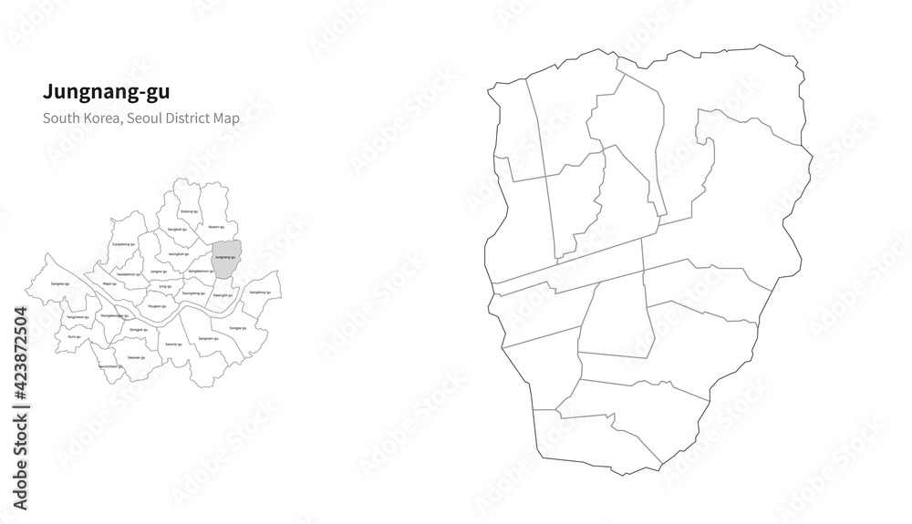 Fototapeta mapa świata dla dzieci jungnang-gu map. Seoul district map ...