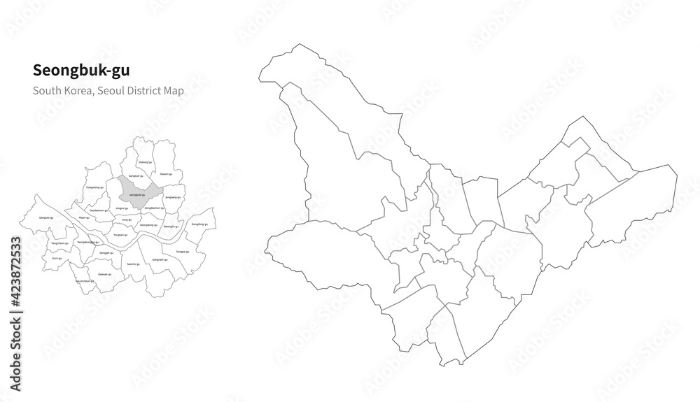 Seongbuk-gu map. Seoul district map vector. Stock Vector | Adobe Stock