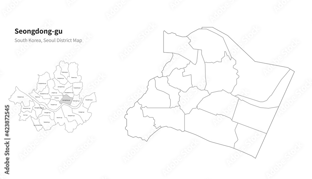 Seongdong-gumap. Seoul district map vector. Stock Vector | Adobe Stock